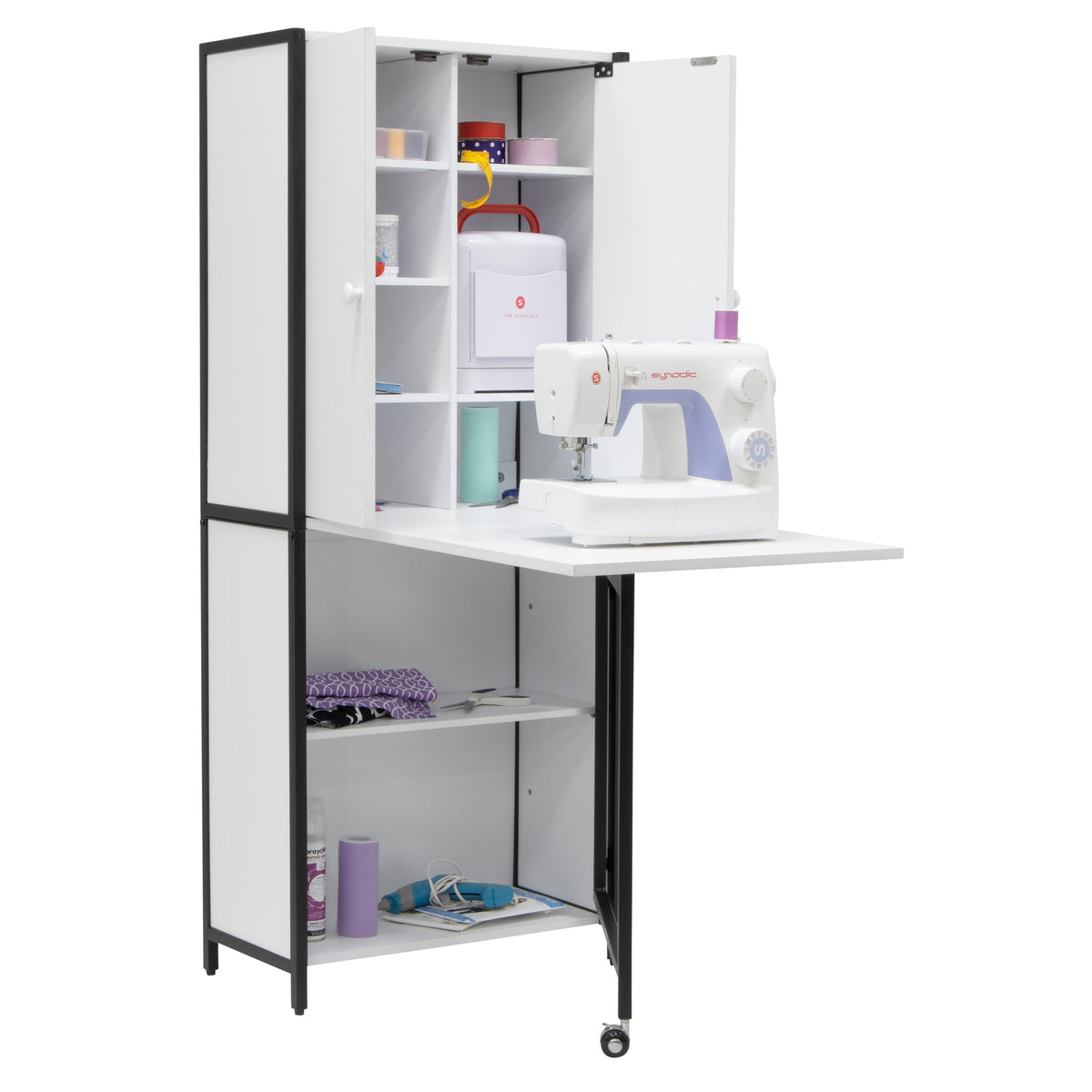 Multipurpose Armoire (58.75" Tall) with Folding Top for Craft, Sewing ...