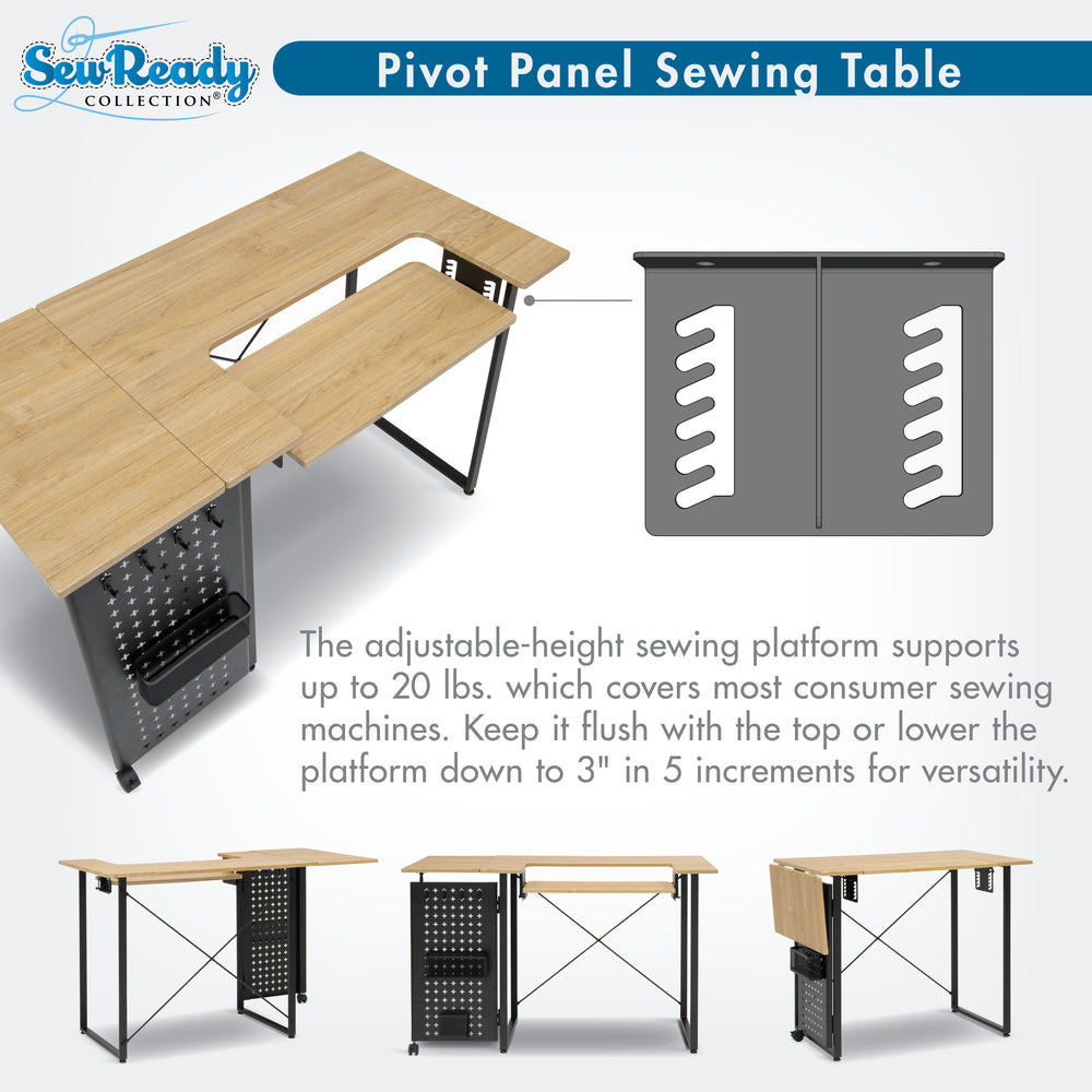 Pivot Sewing Table with Swingout Pegboard Panel with Storage Accessori ...
