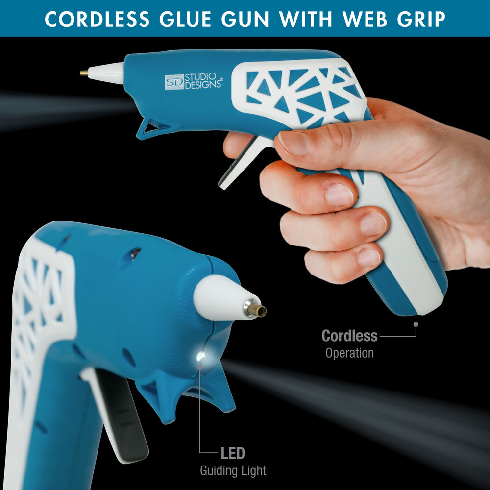 Cordless Hot Glue Gun with Web Grip Precision Nozzle, Blue / White 134 ...