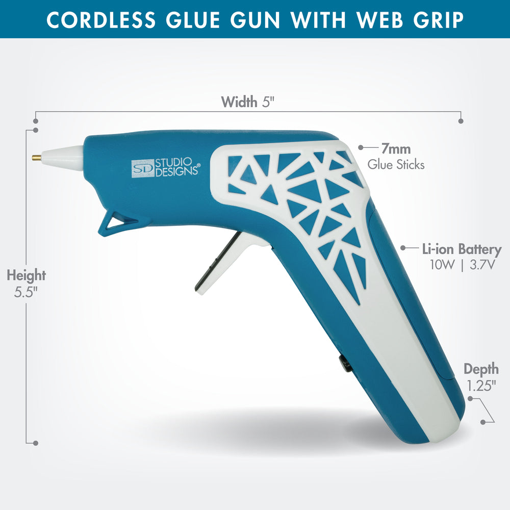 Cordless Hot Glue Gun with Web Grip Precision Nozzle, Blue / White 134 ...