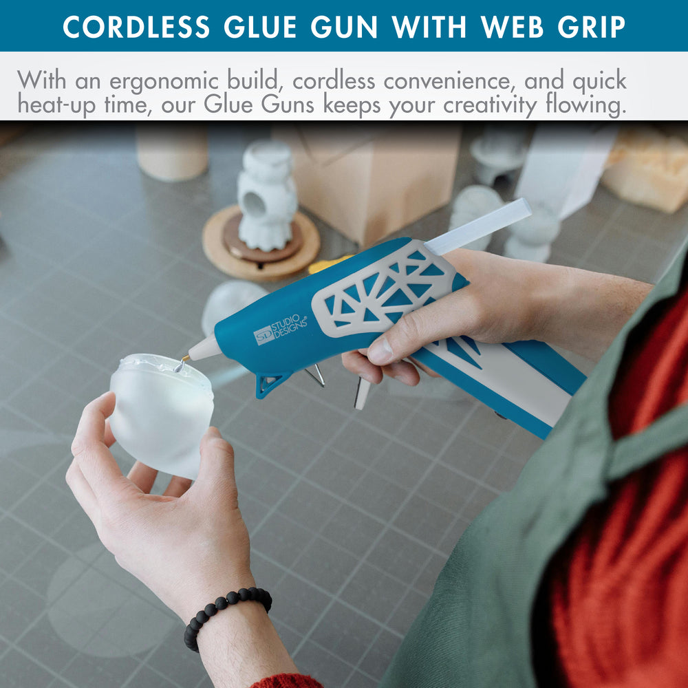 Cordless Hot Glue Gun with Web Grip Precision Nozzle, Blue / White 134 ...