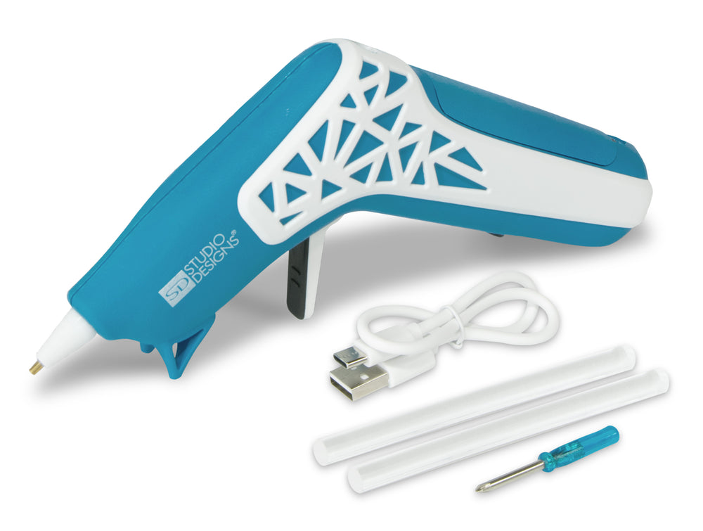 Cordless Hot Glue Gun with Web Grip Precision Nozzle, Blue / White 134 ...