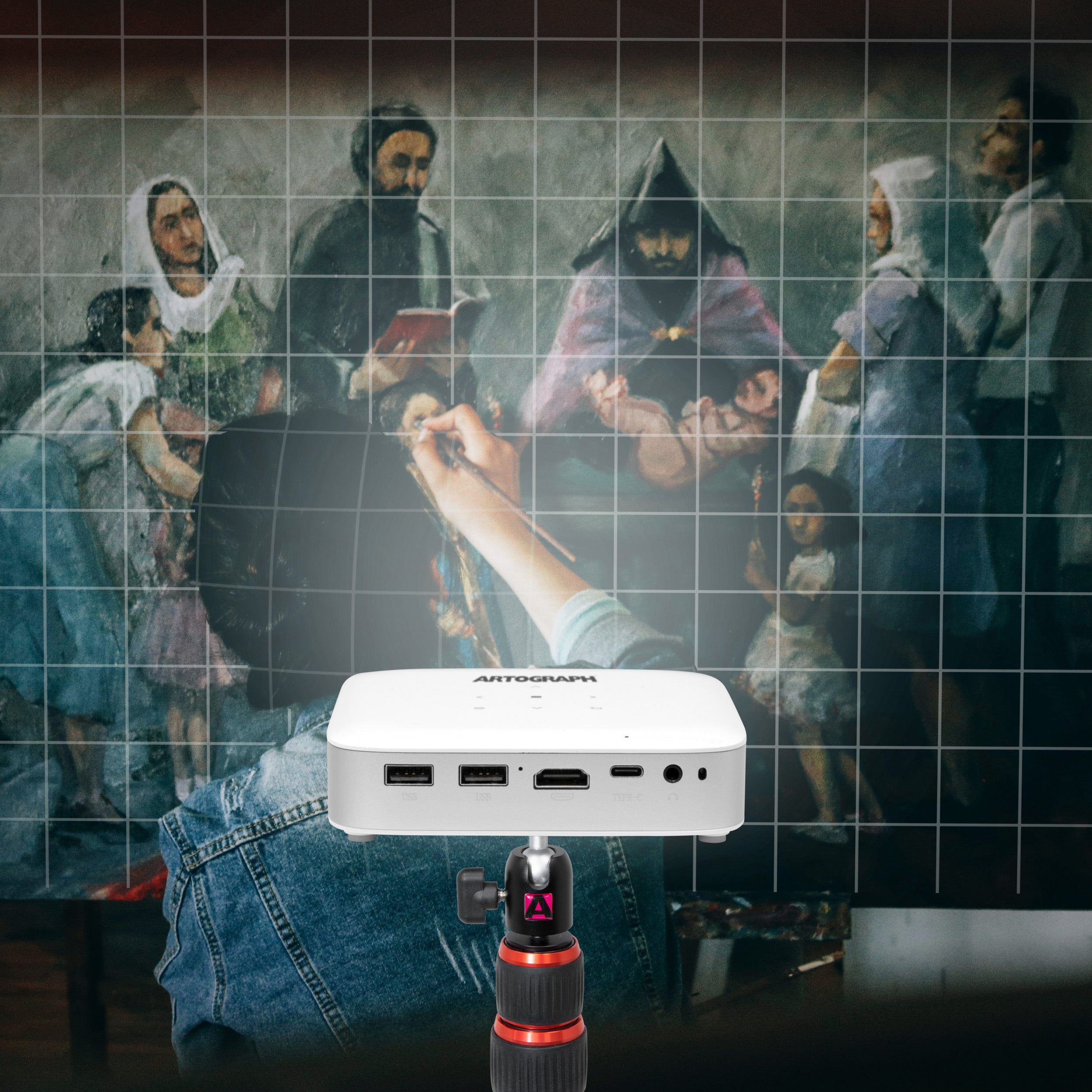 Flare 500 Digital Art Projector with Grids and Keystone Adjustment, Bl ...