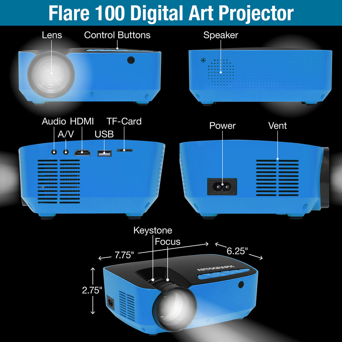 Flare 100 Digital Art Projector with Monopod Arm - 25707 – Studio Designs
