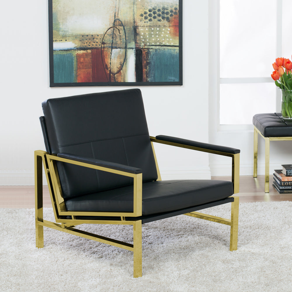 Atlas Modern Accent Chair with Padded Armrests Accent Armchair, Gold C ...