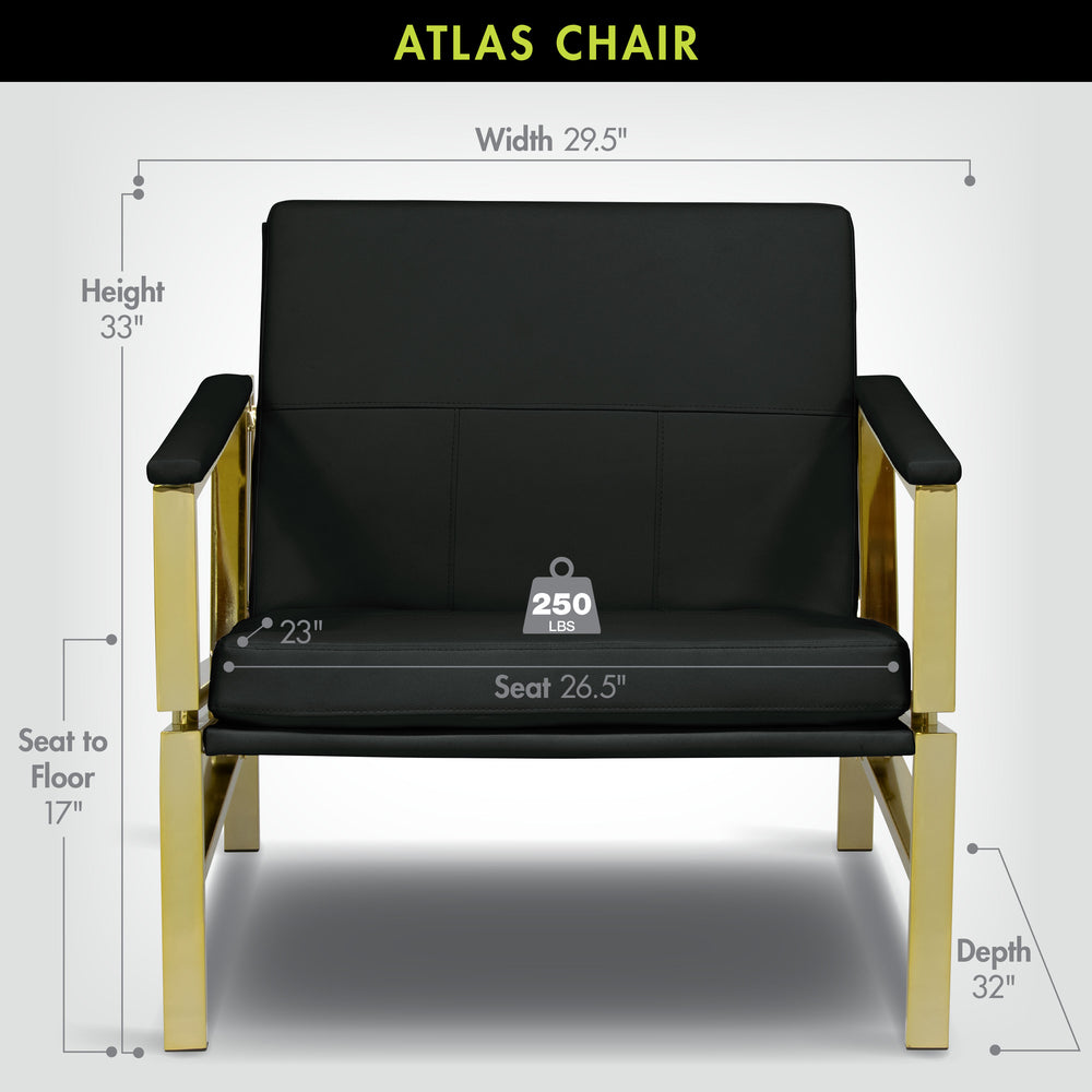 Atlas Modern Accent Chair with Padded Armrests Accent Armchair, Gold C ...