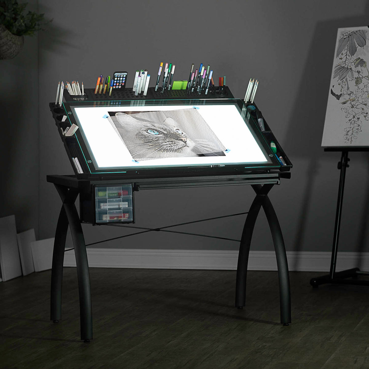 Futura Light Table For Artists with Adjustable Top, Storage and Dimmab ...