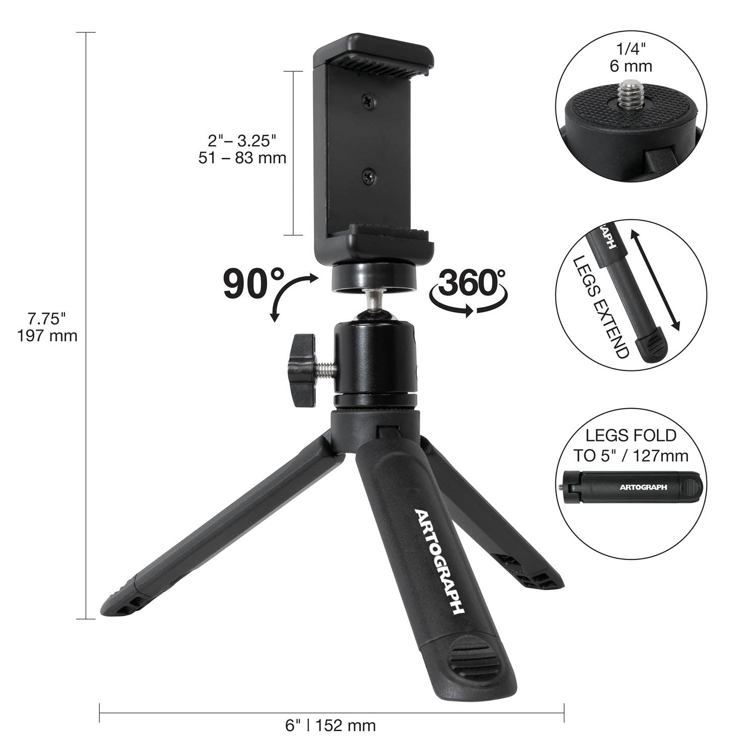 Mini Tripod Tabletopand Handheld Stand for Digital Projectors and Phon ...